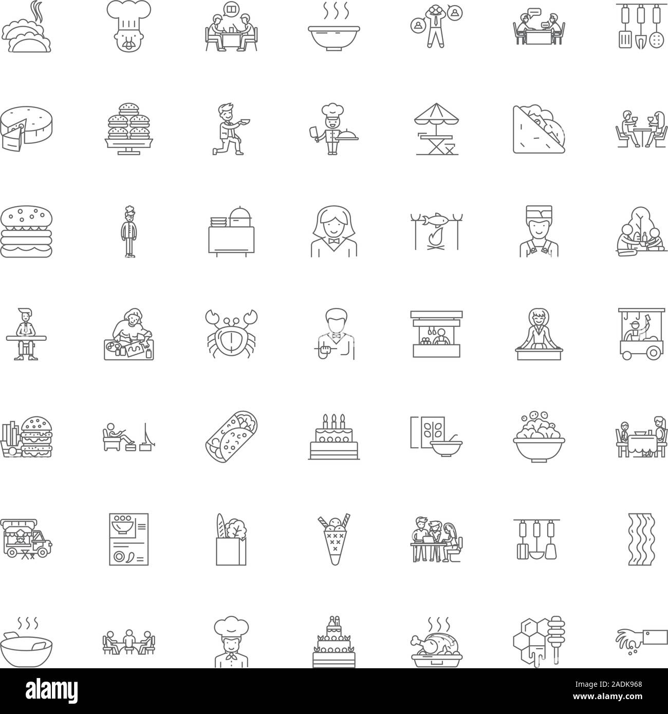 Lunch line icons, signs, symbols vector, linear illustration set Stock ...