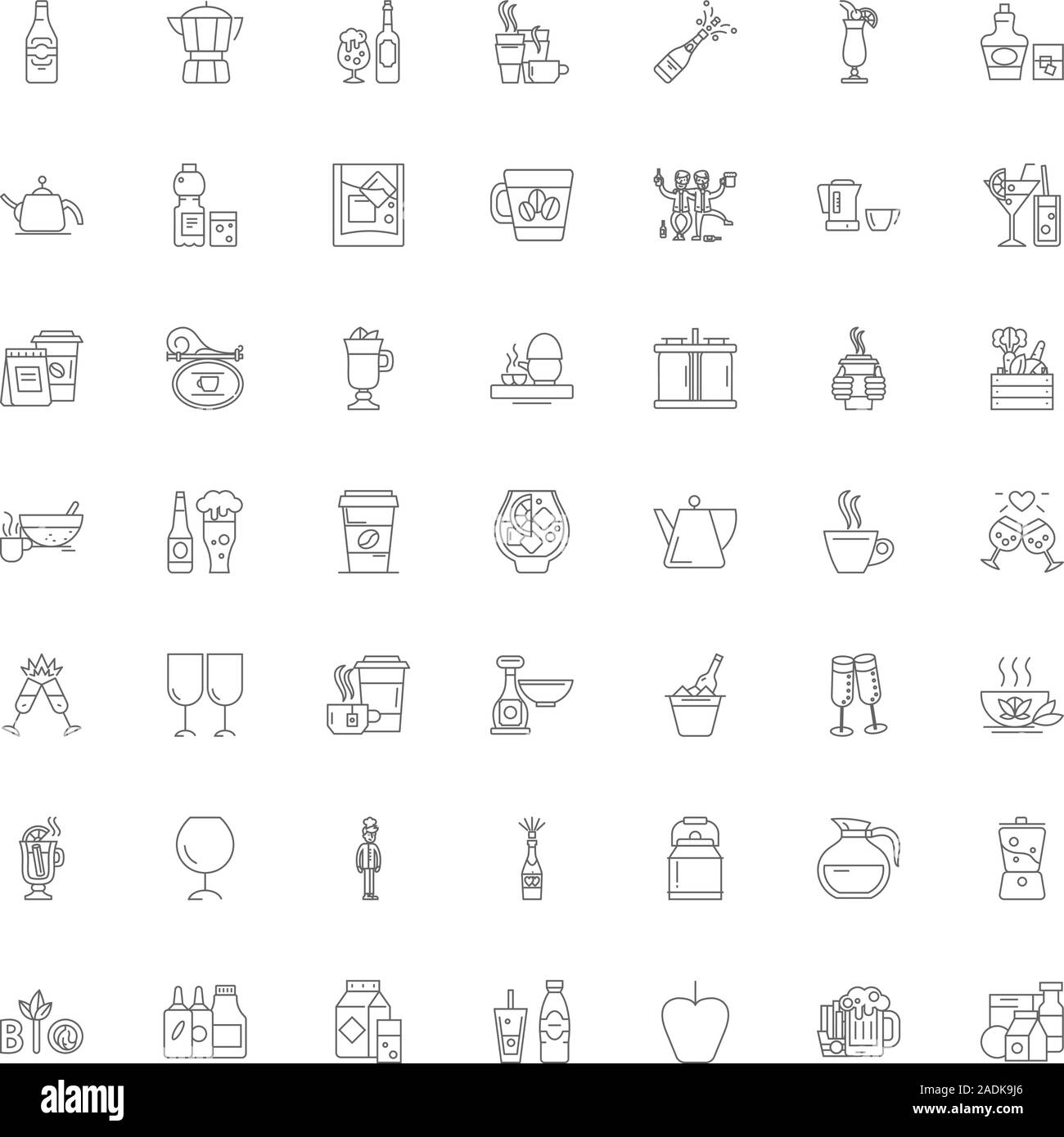 Beverage line icons, signs, symbols vector, linear illustration set ...