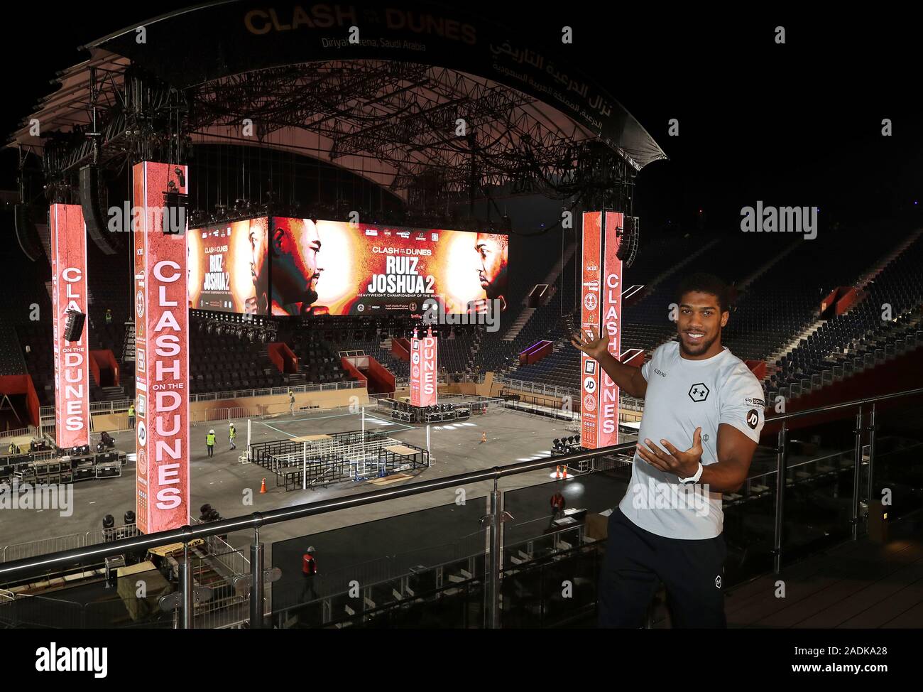 Anthony Joshua as preperations are made to the Diriyah Arena in Riyadh ...