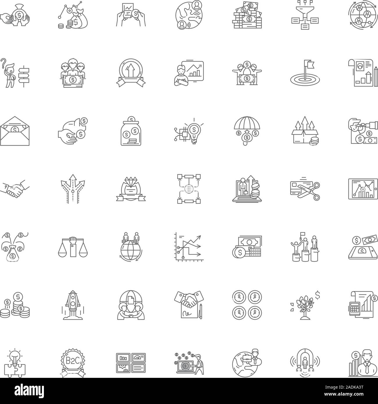 Economy market line icons, signs, symbols vector, linear illustration ...