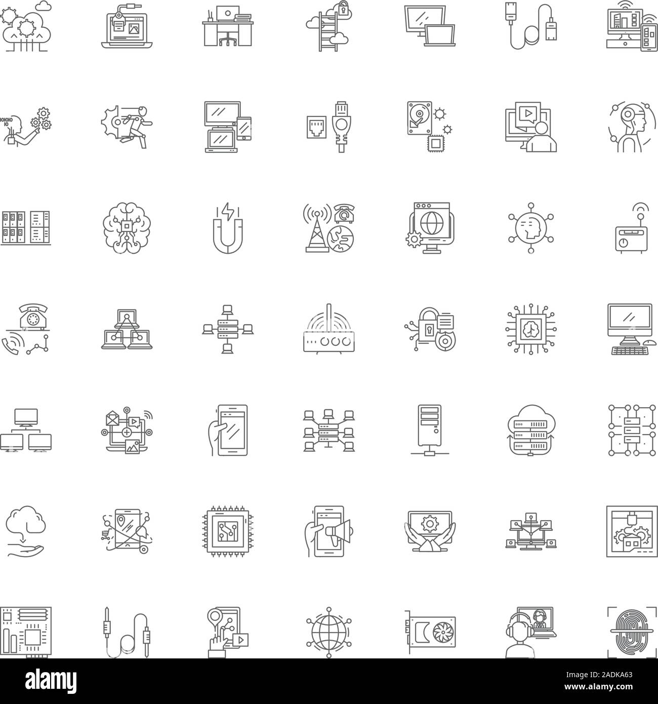Electronics store line icons, signs, symbols vector, linear ...