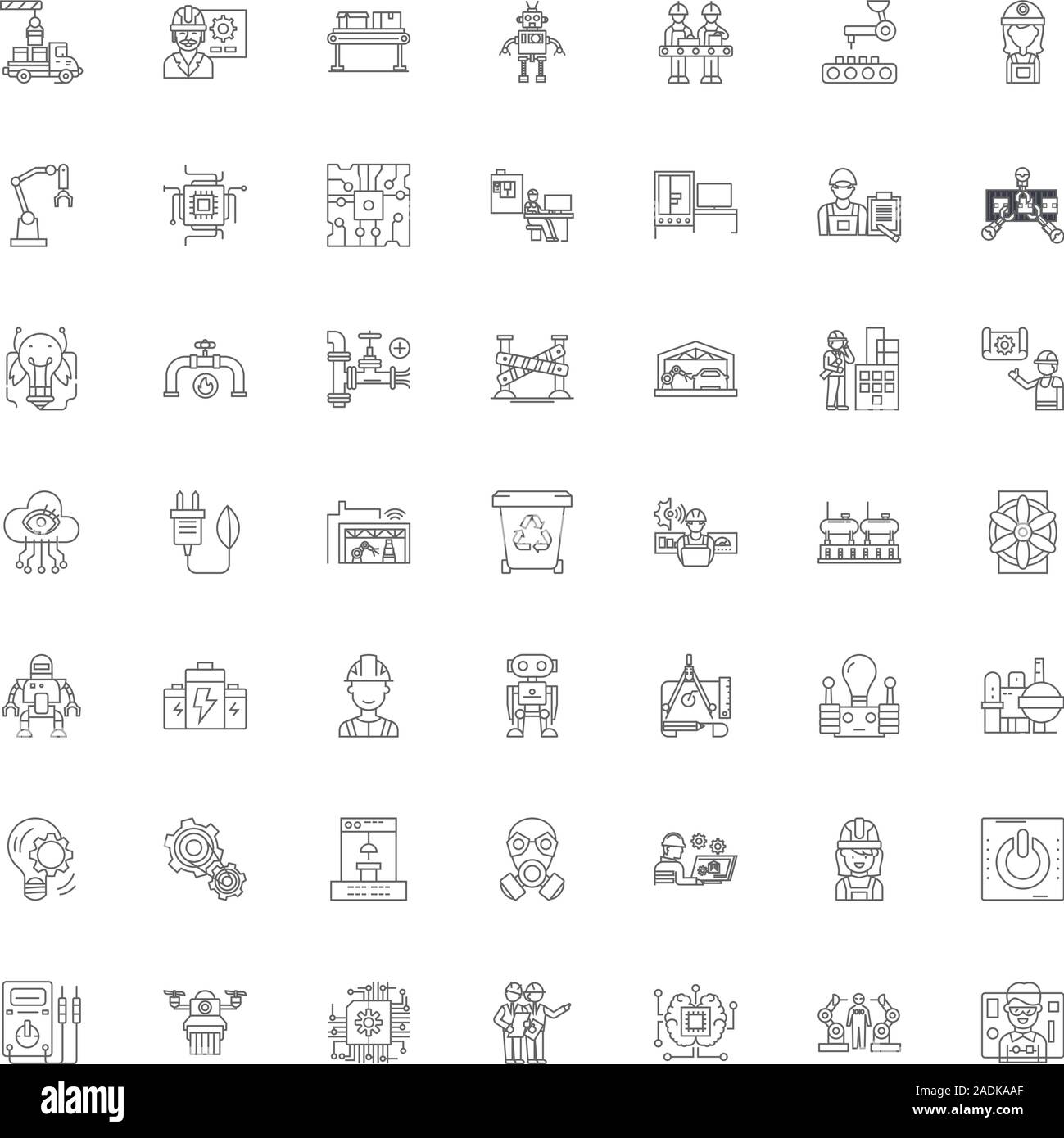 Engineering system line icons, signs, symbols vector, linear ...