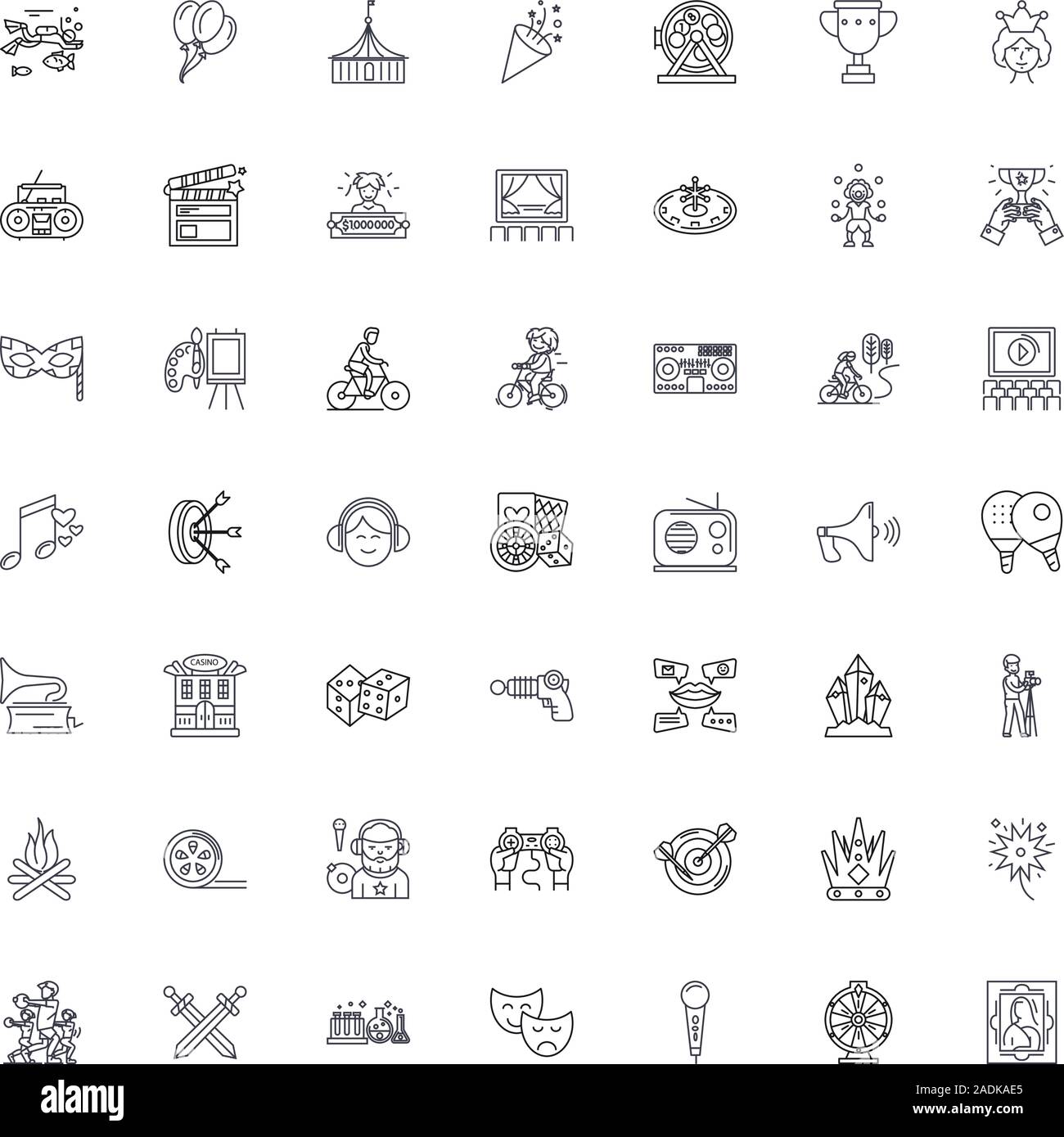 Entertainment line icons, signs, symbols vector, linear illustration ...