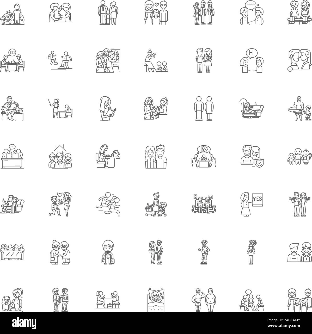 Family line icons, signs, symbols vector, linear illustration set Stock ...