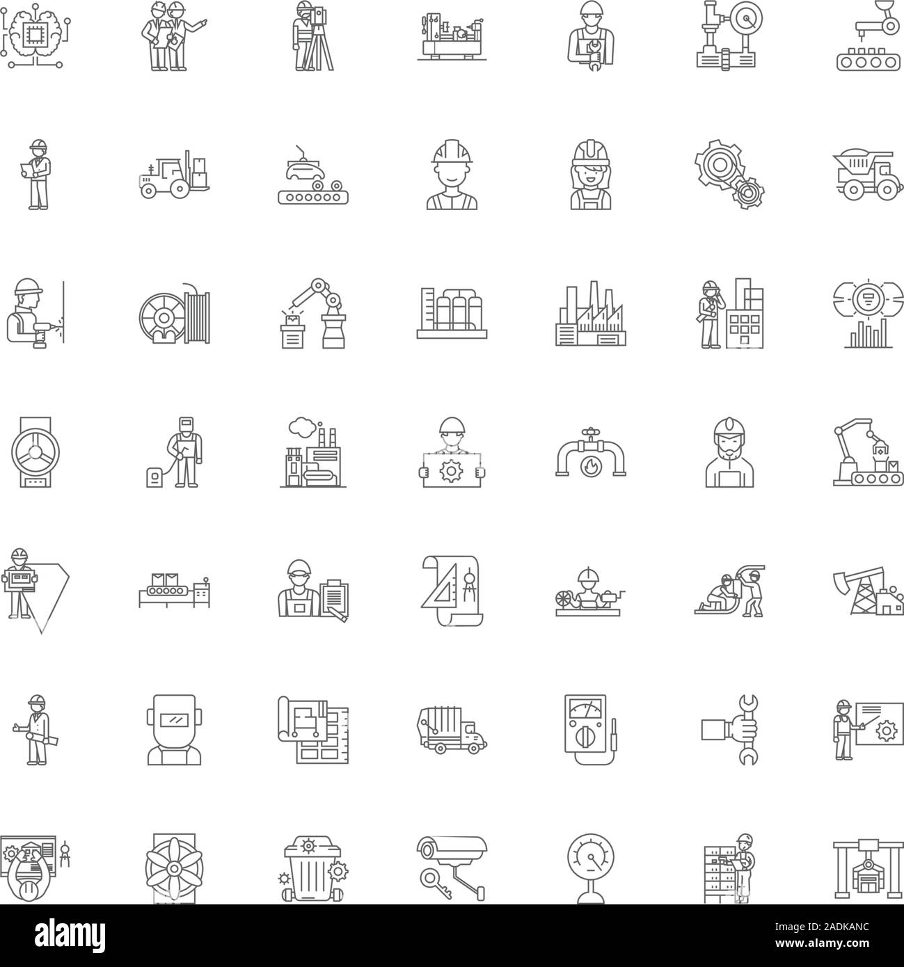 Factory line icons, signs, symbols vector, linear illustration set ...