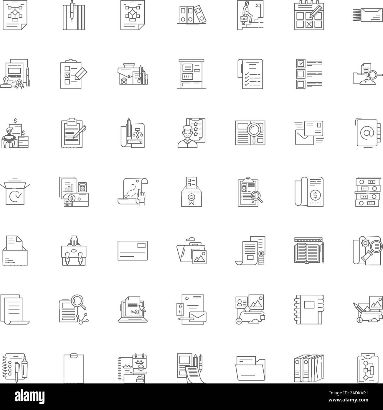 Folders and files line icons, signs, symbols vector, linear ...