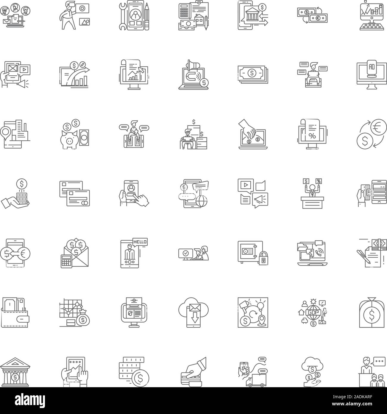 Financial products line icons, signs, symbols vector, linear ...