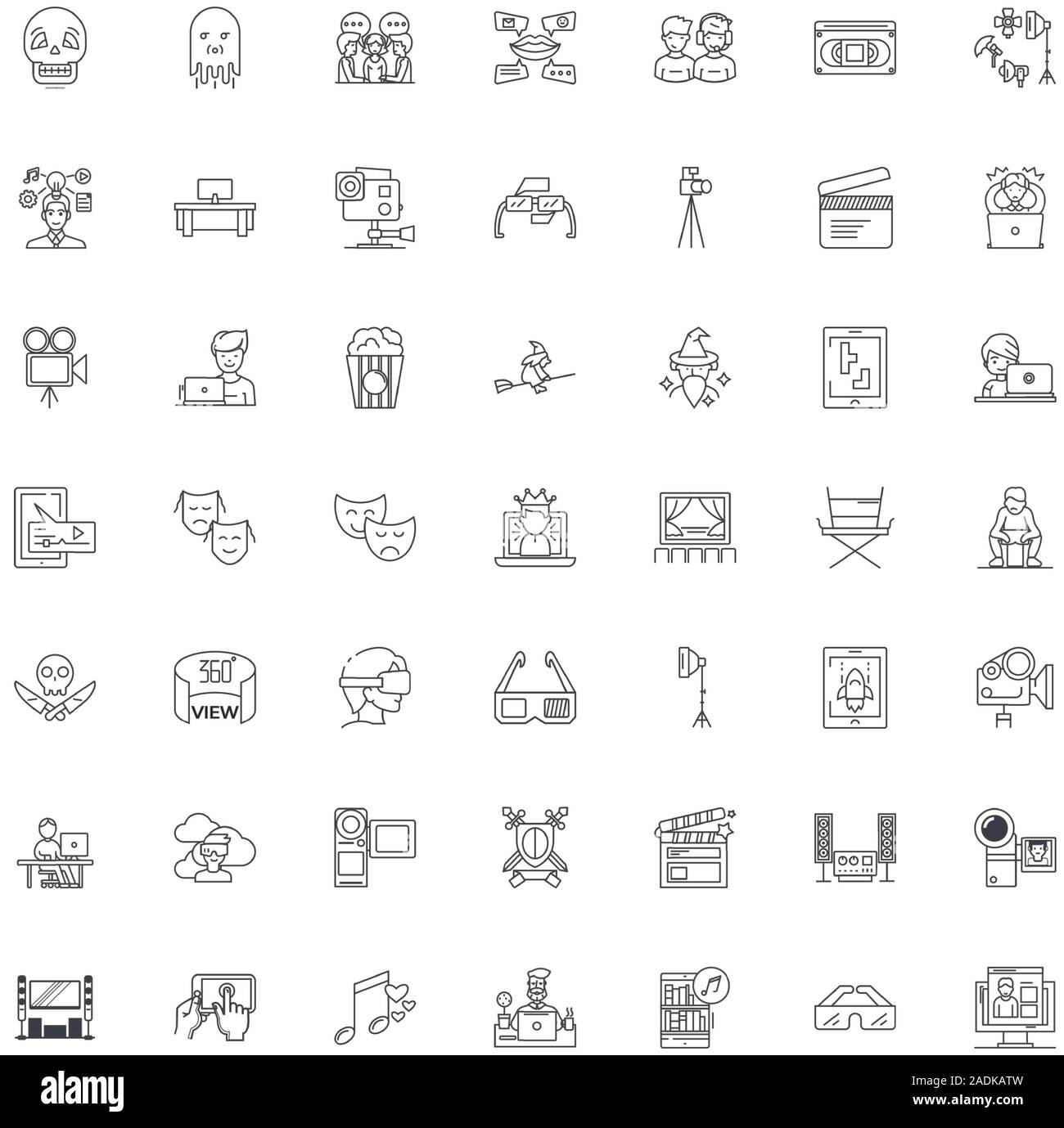 Film line icons, signs, symbols vector, linear illustration set Stock ...