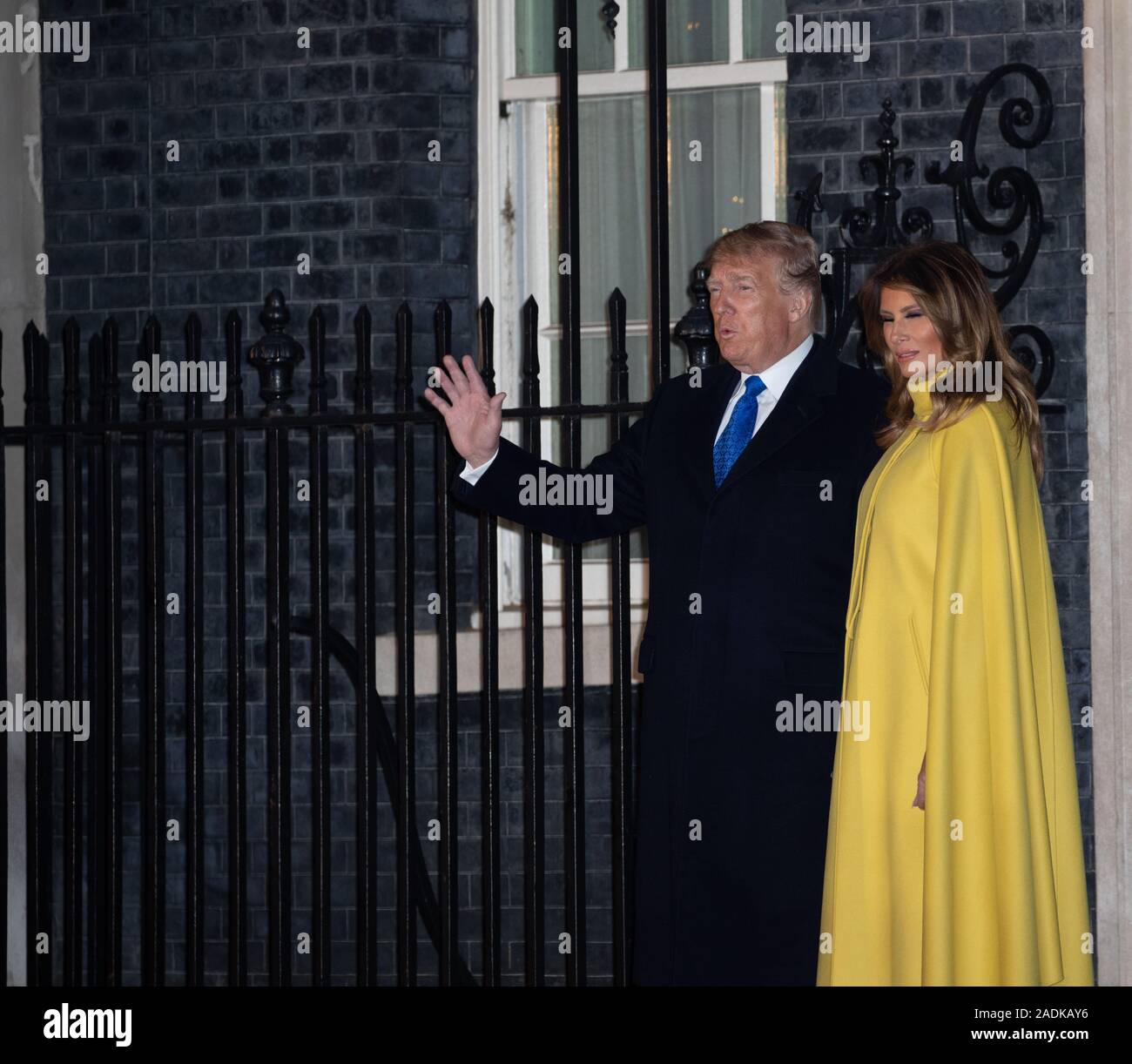 Donald and Melania Trump arrive for the Nato summit 2019 Reception ...