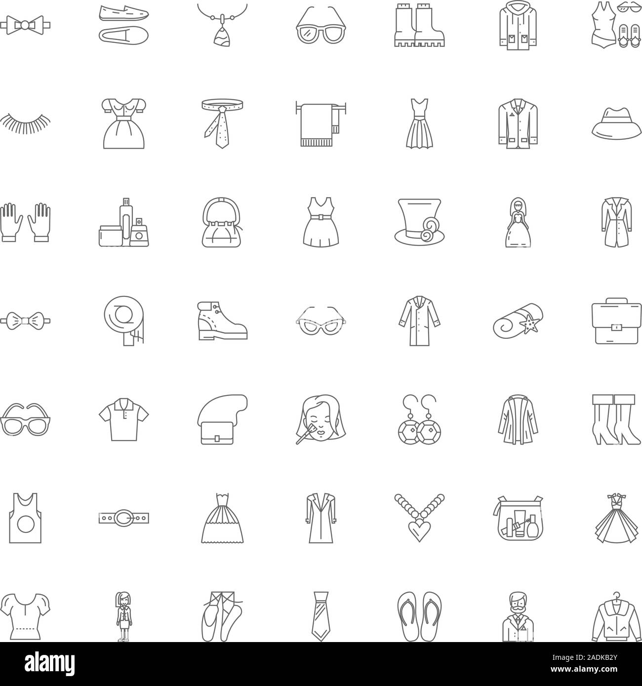 Fashion style line icons, signs, symbols vector, linear illustration ...