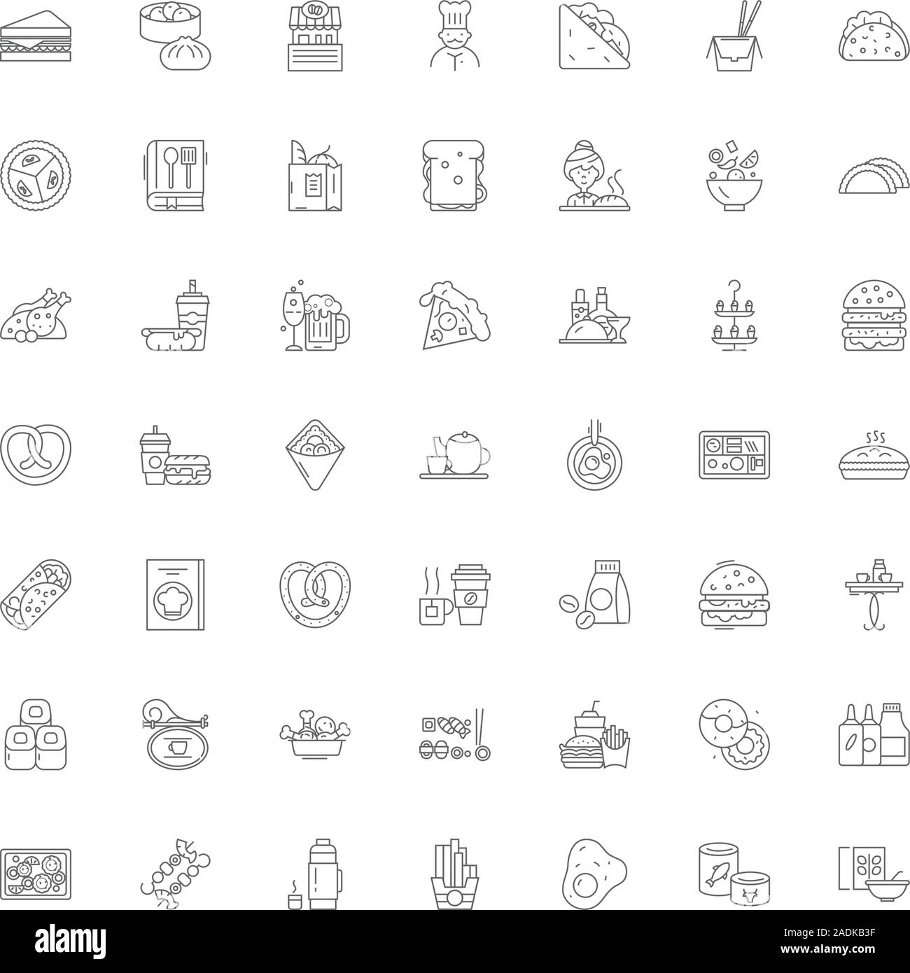 Fast food restaurant line icons, signs, symbols vector, linear ...