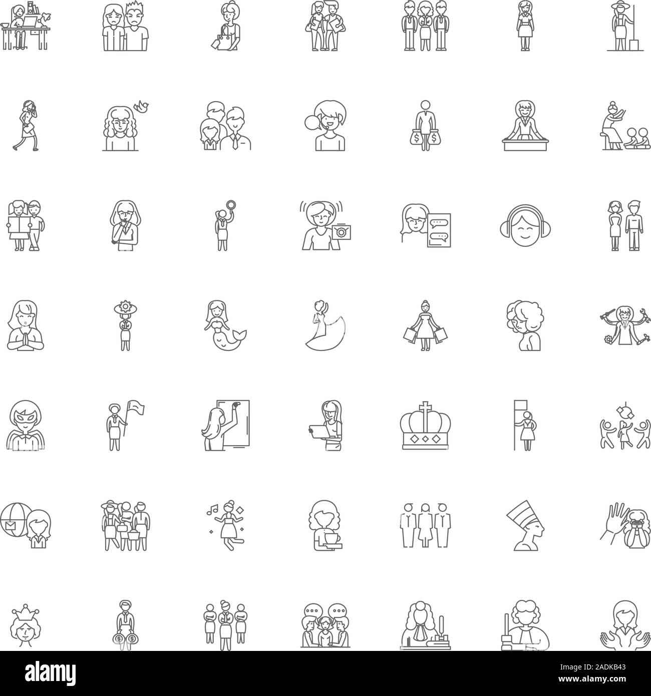 Women rights line icons, signs, symbols vector, linear illustration set ...
