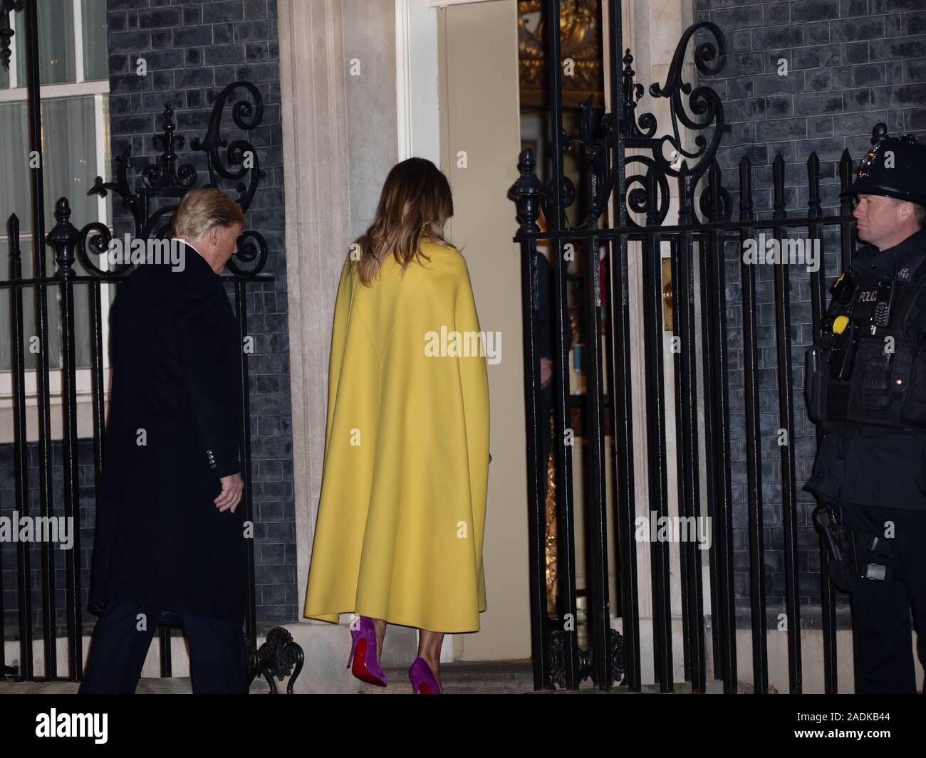 Donald and Melania Trump arrive for the Nato summit 2019 Reception ...
