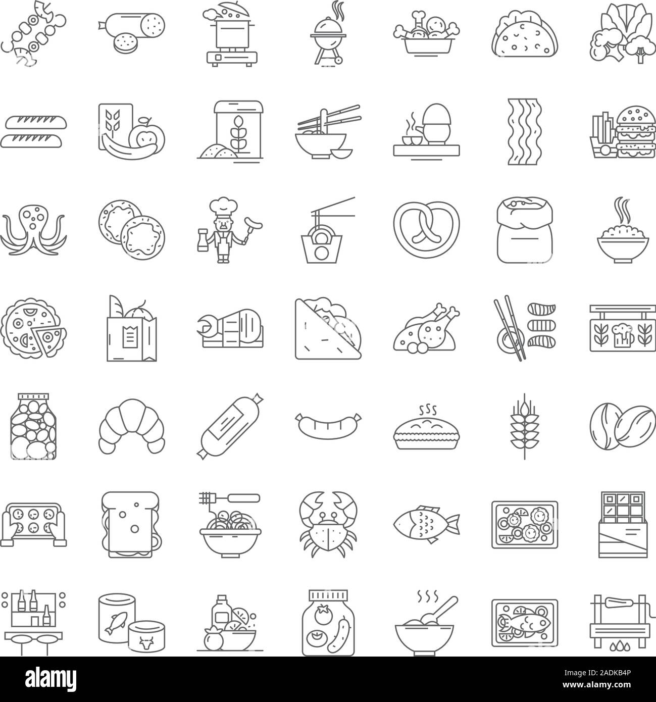 Food line icons, signs, symbols vector, linear illustration set Stock ...