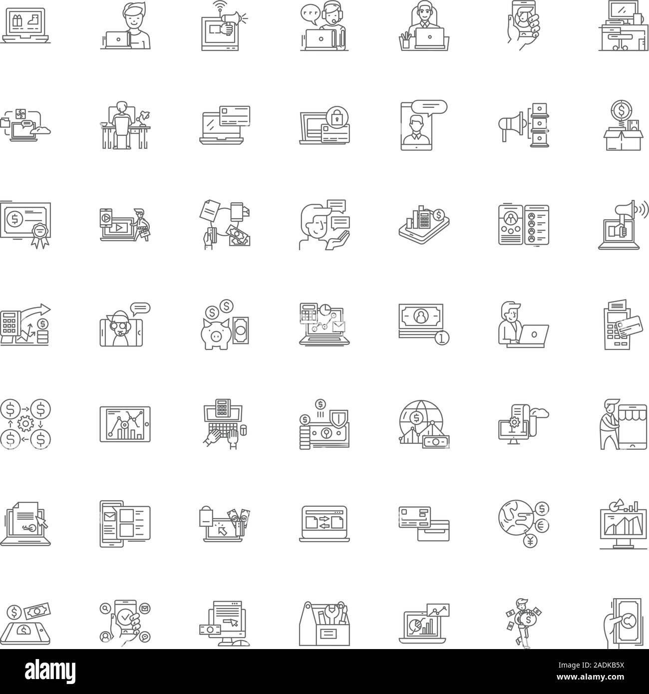 Financial services line icons, signs, symbols vector, linear ...
