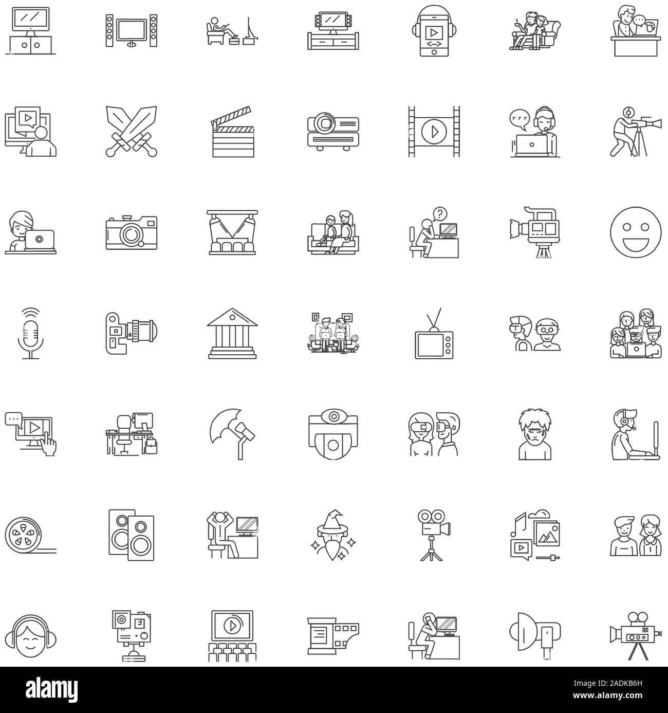 Movie line icons, signs, symbols vector, linear illustration set Stock ...