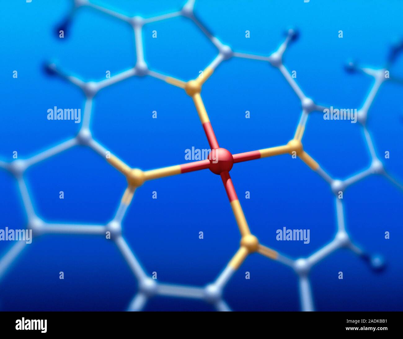 Haem group. Blurred molecular graphic of a haem group, the part of the ...