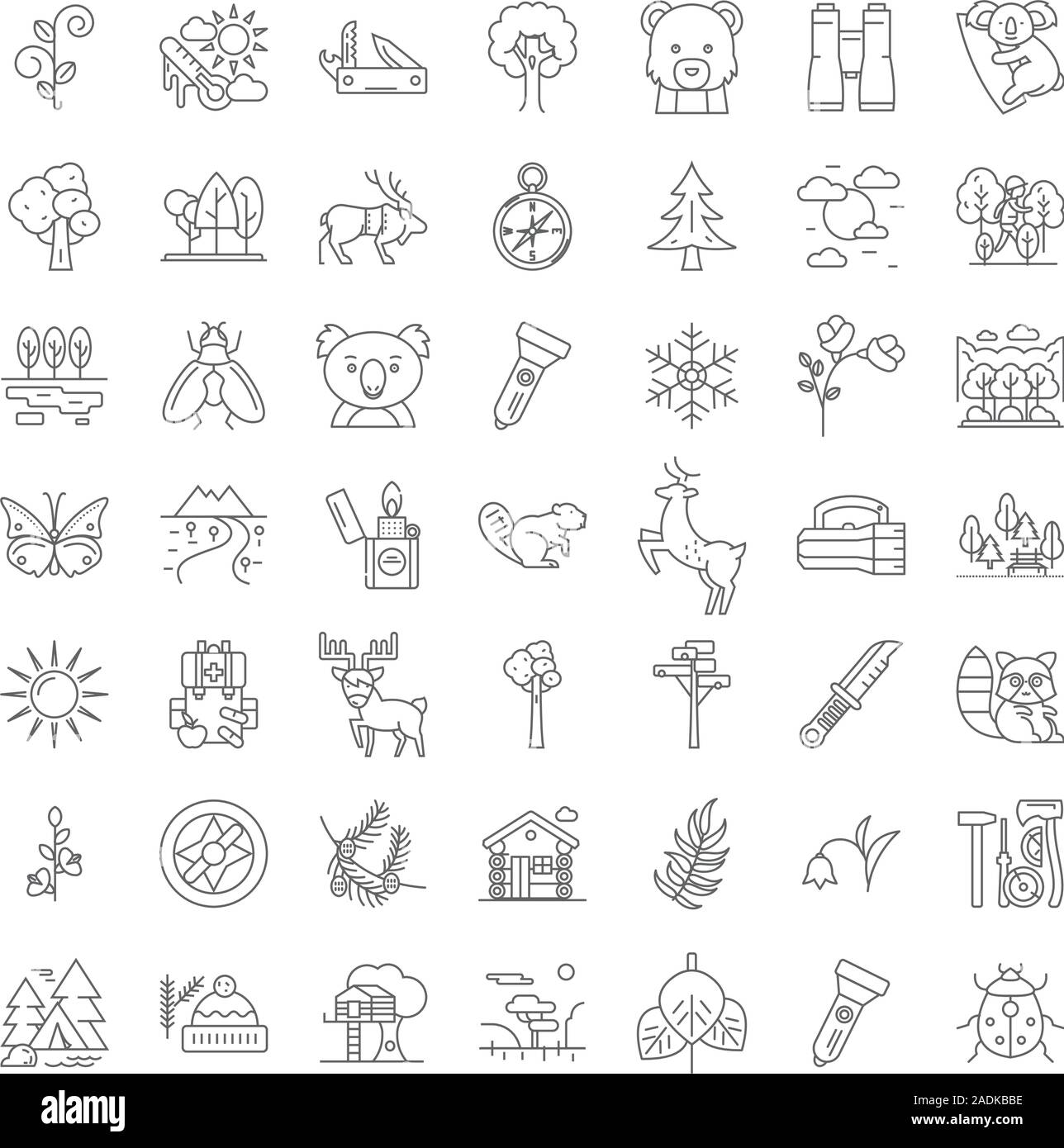Forest line icons, signs, symbols vector, linear illustration set Stock ...