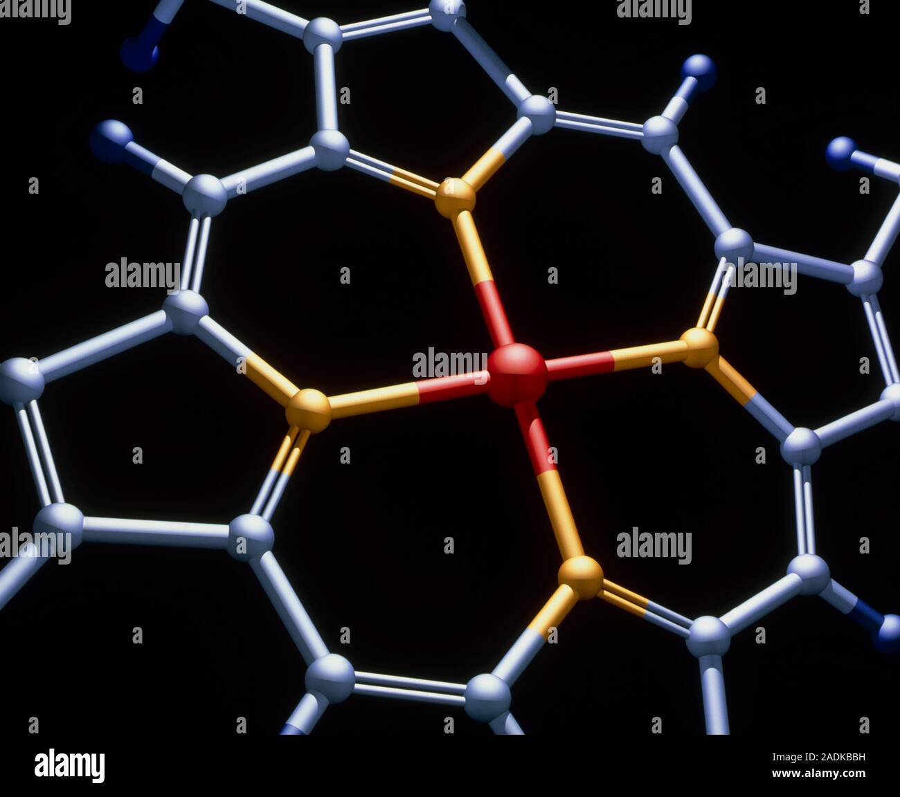 Haem group. Computer graphic of the molecular structure of a haem group ...