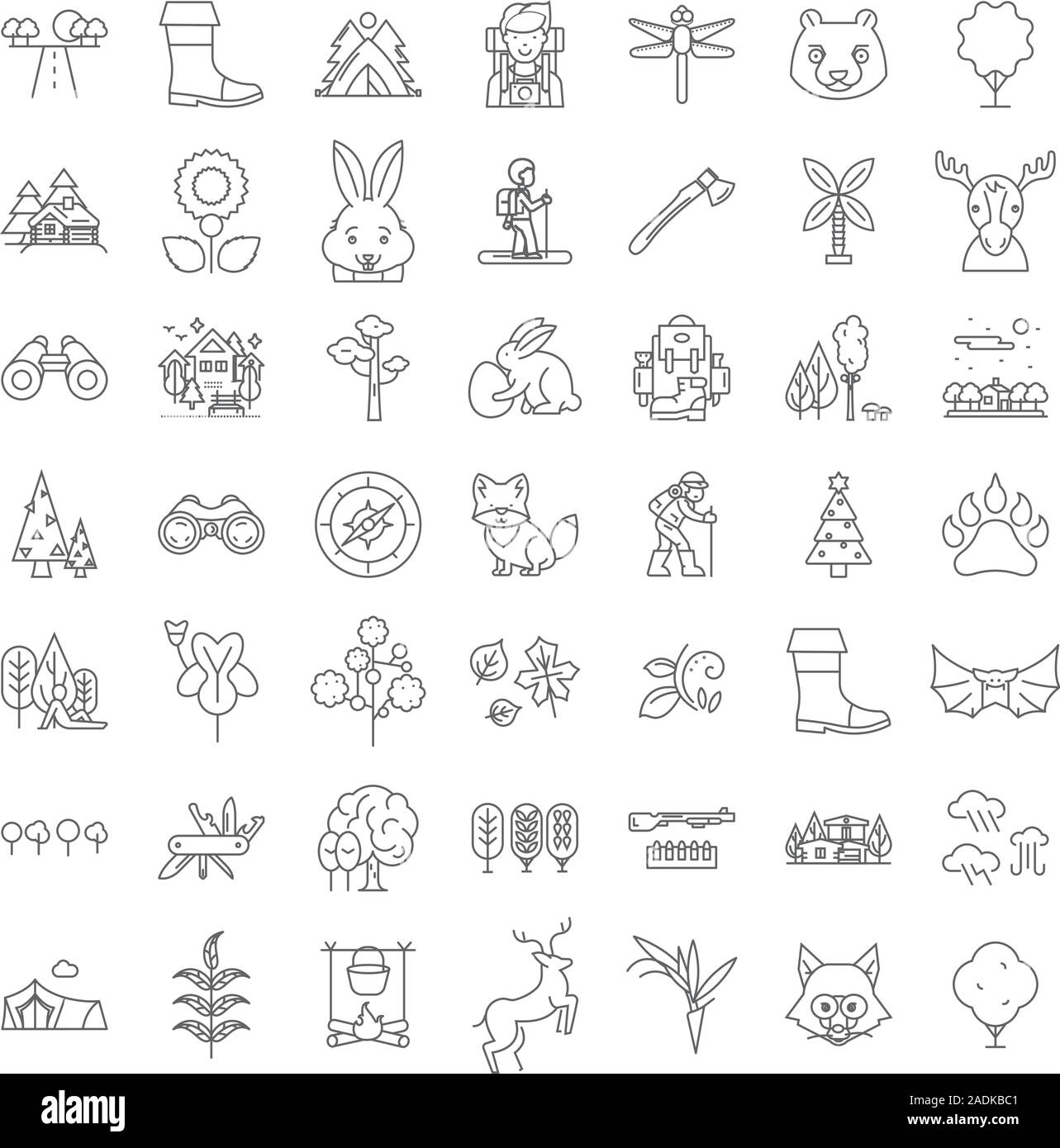Forestry line icons, signs, symbols vector, linear illustration set ...