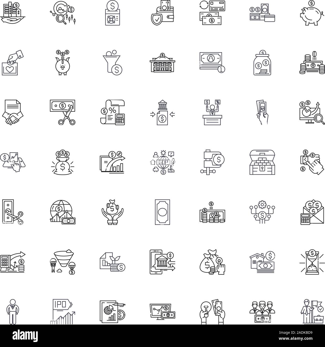 Money line icons, signs, symbols vector, linear illustration set Stock ...