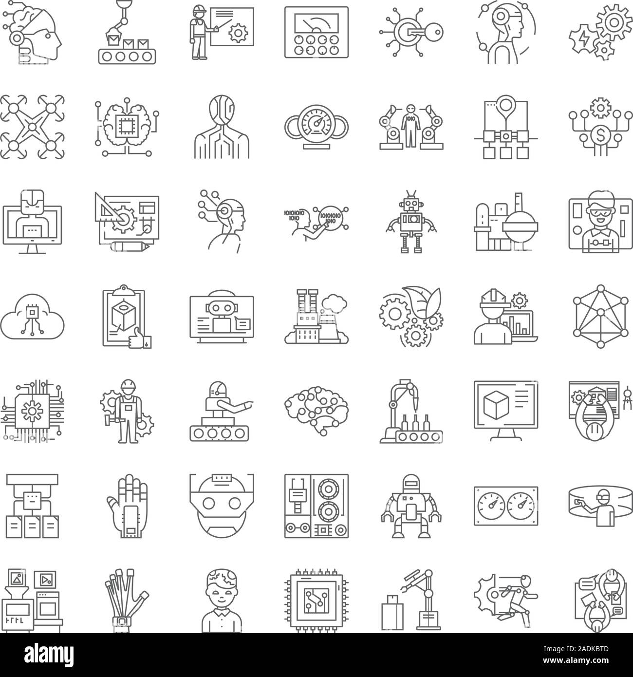 Future industry line icons, signs, symbols vector, linear illustration ...