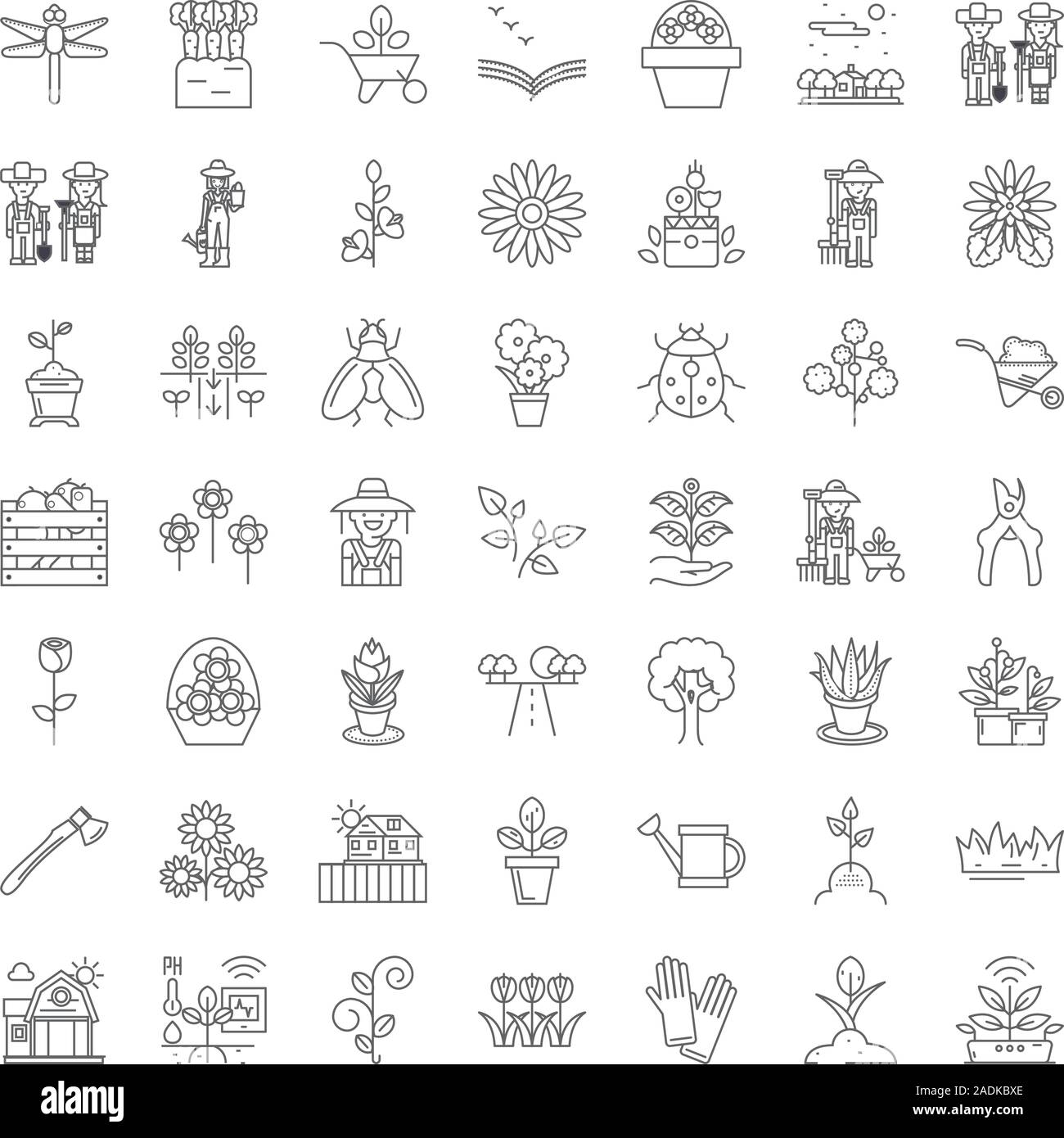 Gardener line icons, signs, symbols vector, linear illustration set ...