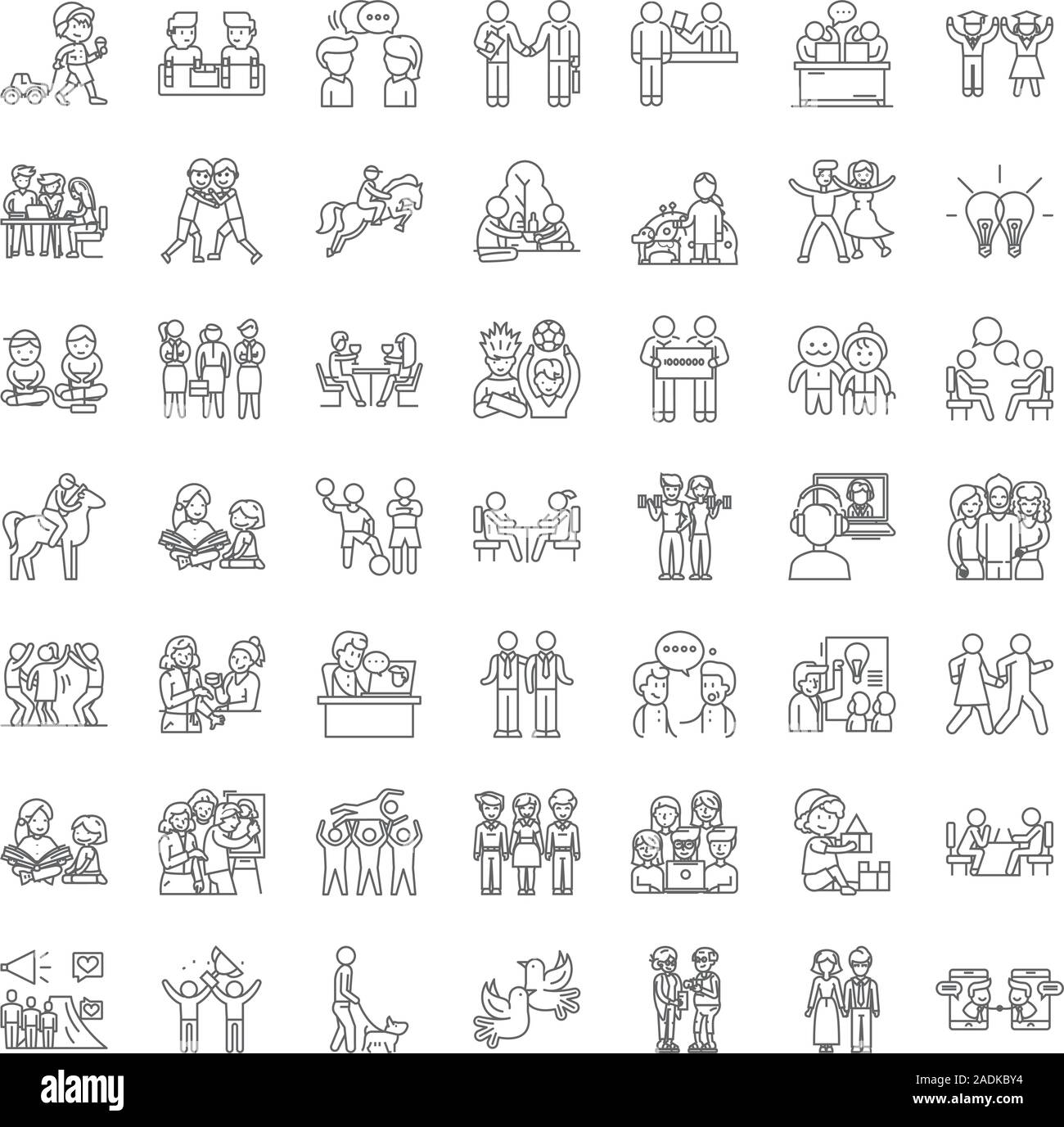 Friendship and friends line icons, signs, symbols vector, linear ...