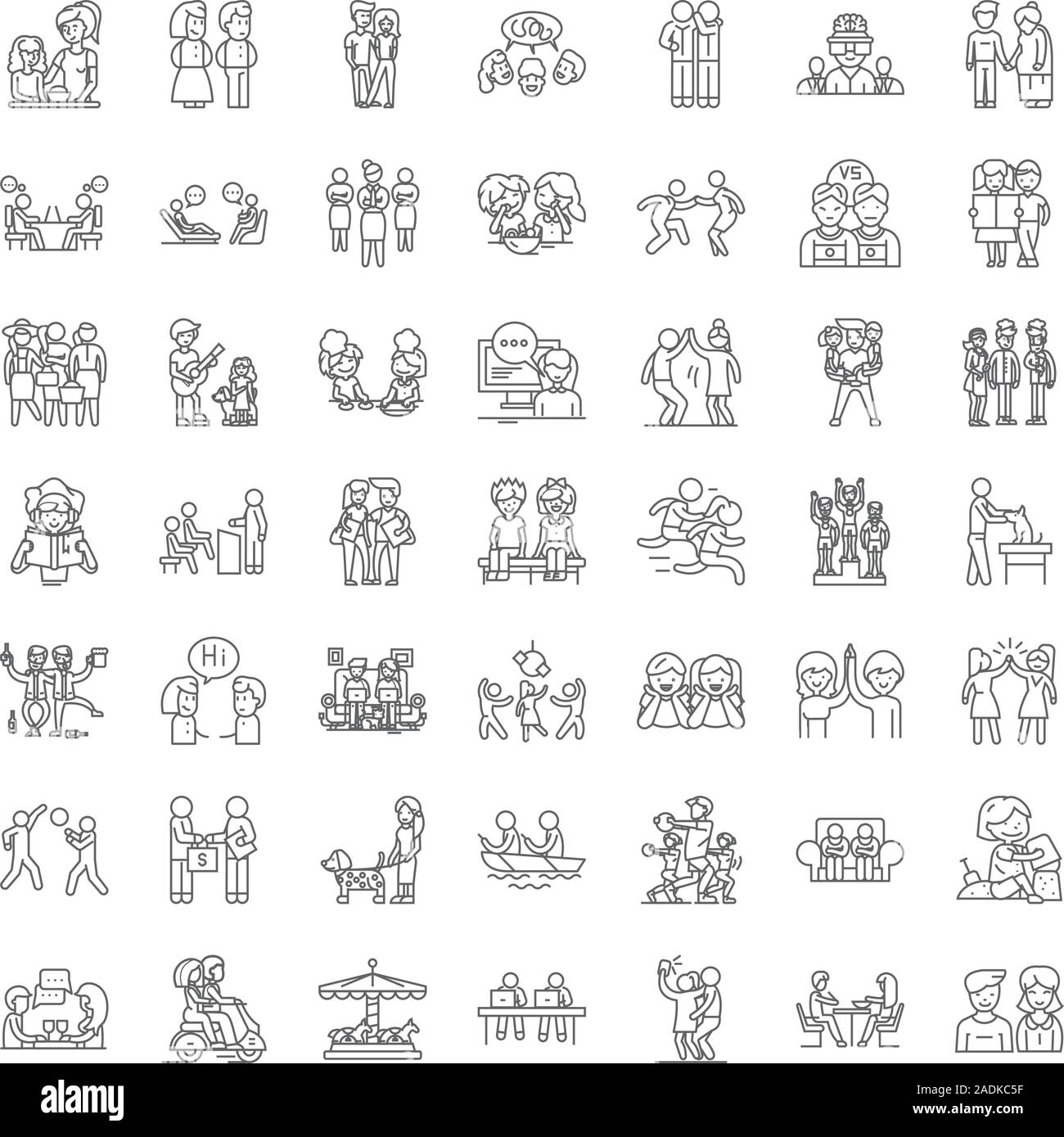 Friendship line icons, signs, symbols vector, linear illustration set ...