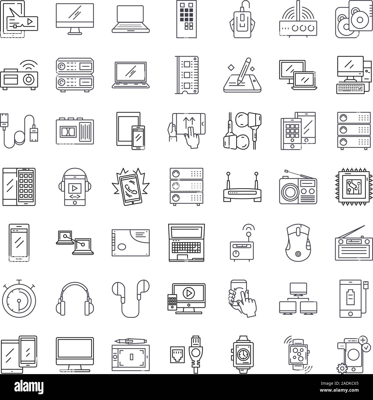 Gadgets line icons, signs, symbols vector, linear illustration set ...