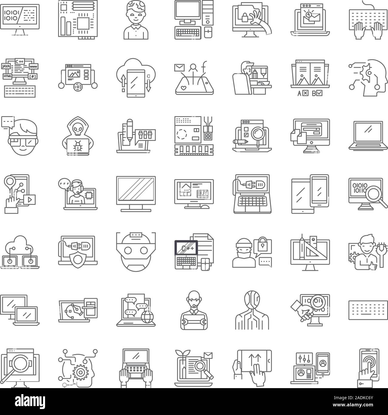 Geek nerds line icons, signs, symbols vector, linear illustration set ...