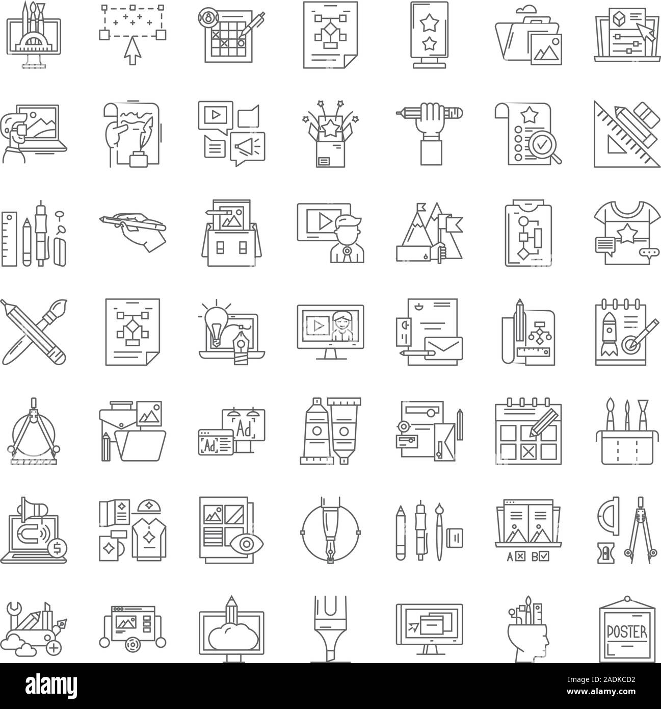 Graphic art line icons, signs, symbols vector, linear illustration set ...