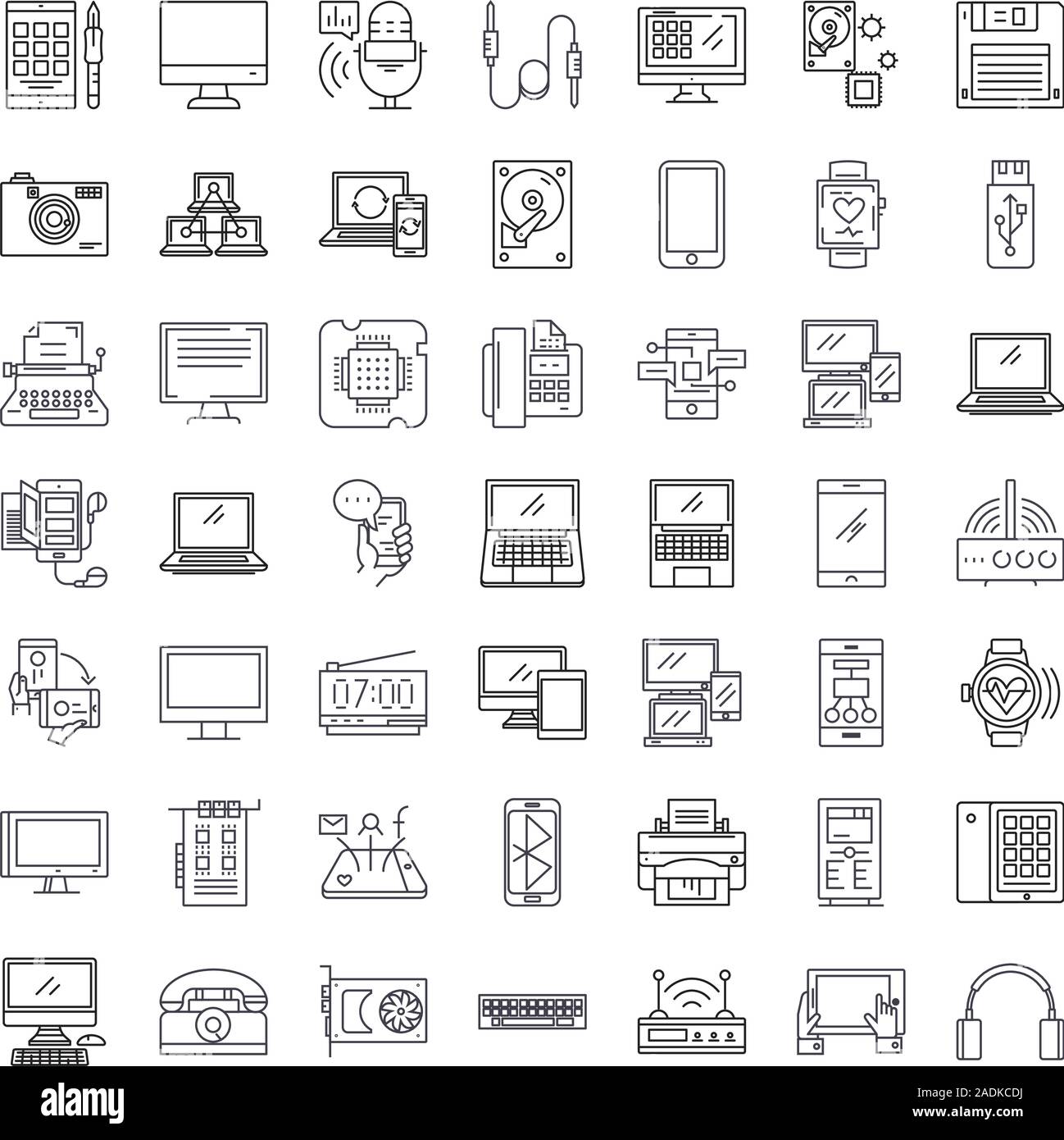 Gadgets and devices line icons, signs, symbols vector, linear ...