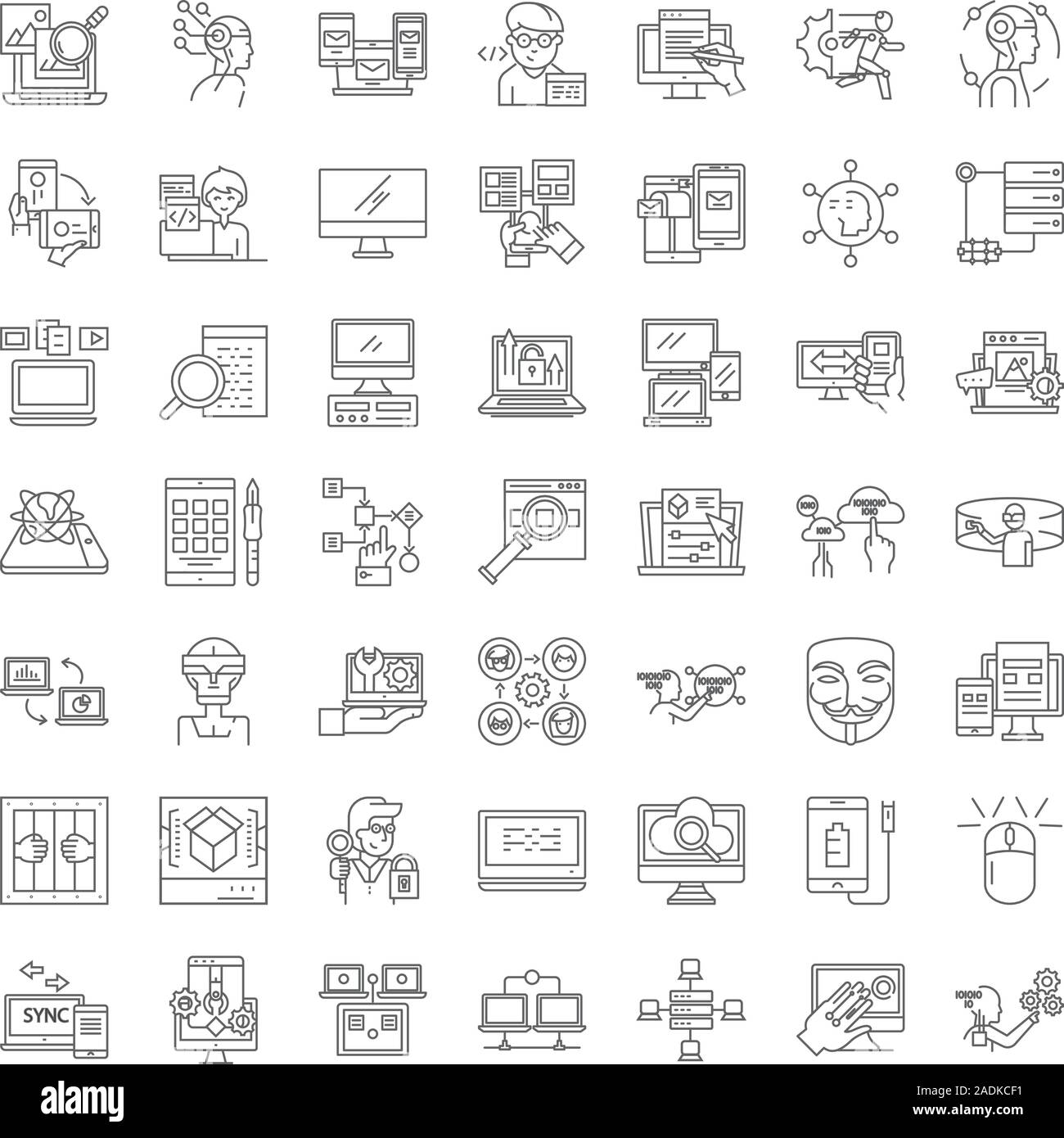 Geeks line icons, signs, symbols vector, linear illustration set Stock ...