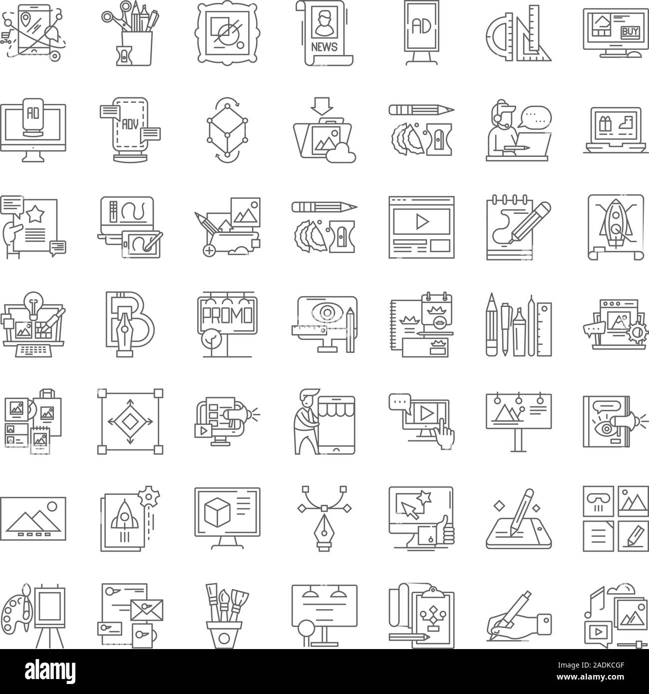 Graphic design line icons, signs, symbols vector, linear illustration ...