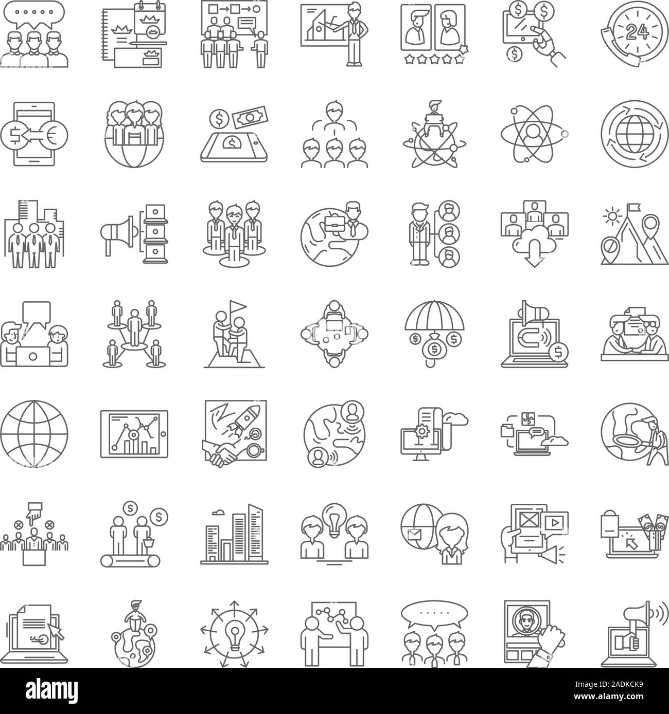 Global business line icons, signs, symbols vector, linear illustration ...