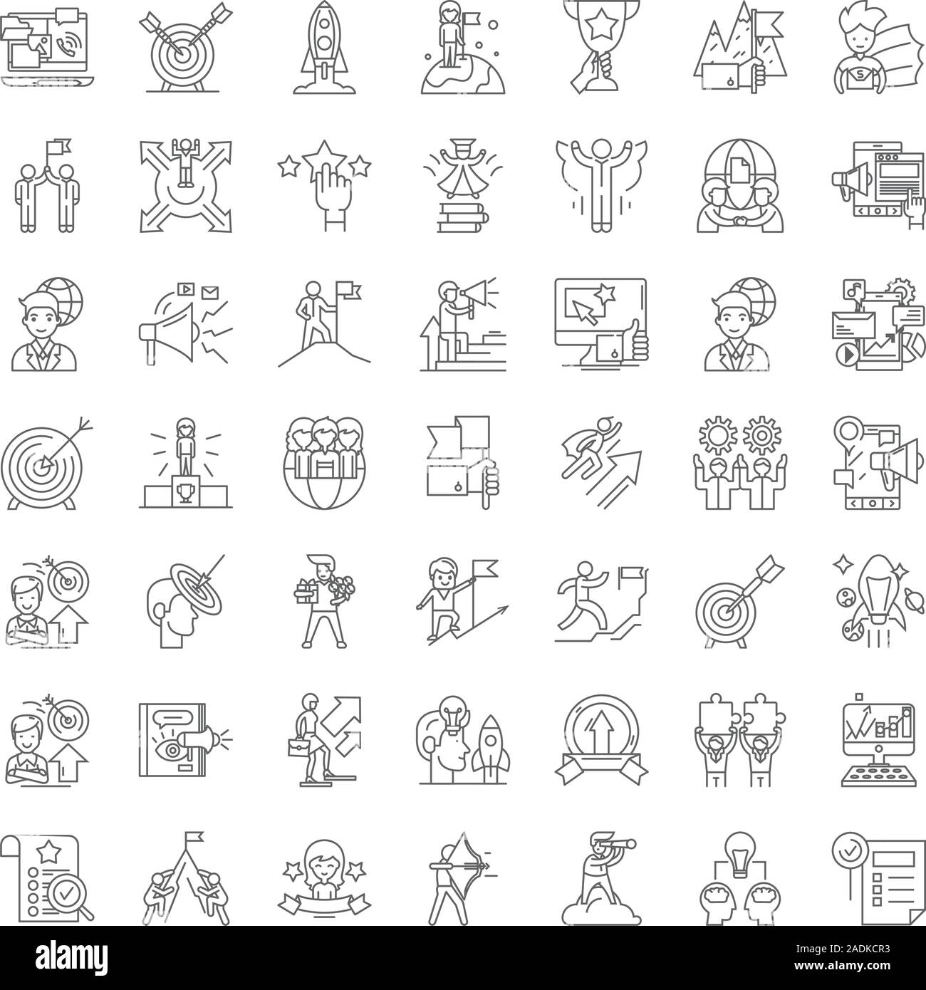 Goals and targets line icons, signs, symbols vector, linear ...