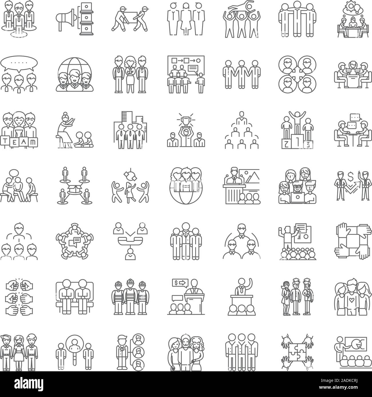 Crowd line icons, signs, symbols vector, linear illustration set Stock ...
