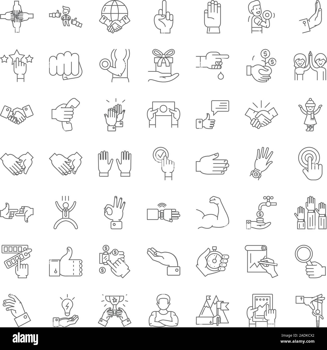 Human hands line icons, signs, symbols vector, linear illustration set ...