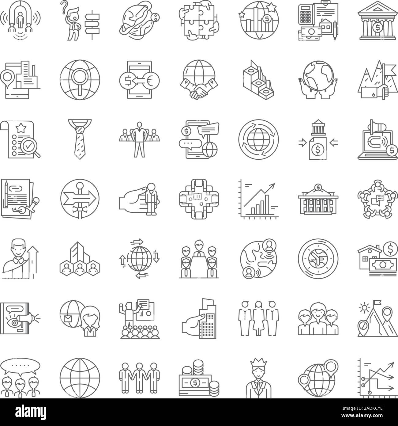 Globalization proccess line icons, signs, symbols vector, linear ...