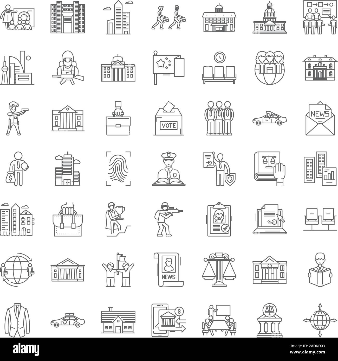 Government structure line icons, signs, symbols vector, linear ...