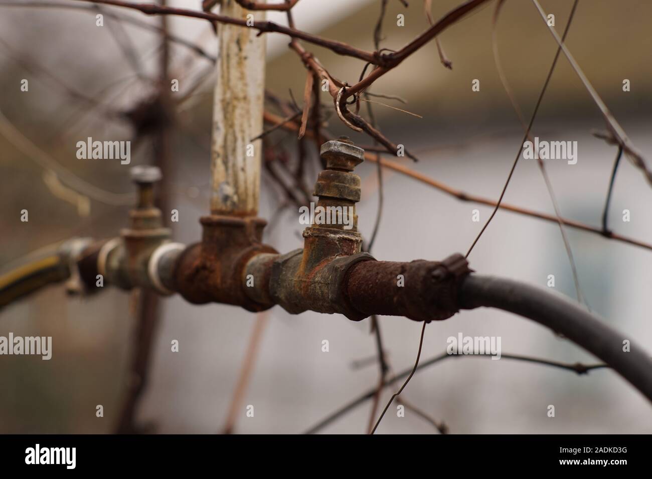 Old rusty pipes and taps, corroded intake fittings Stock Photo - Alamy
