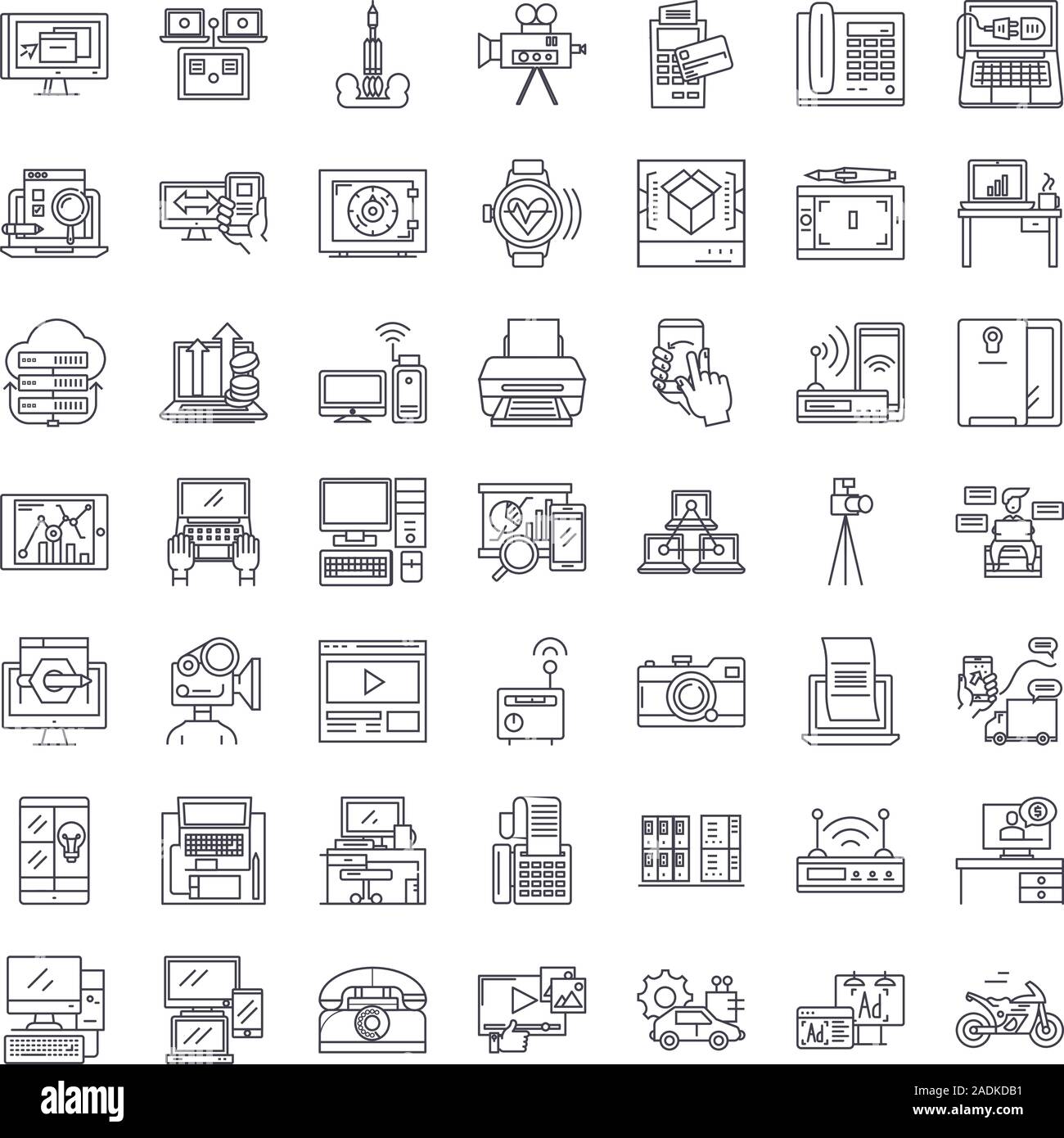 Hardware devices line icons, signs, symbols vector, linear illustration ...
