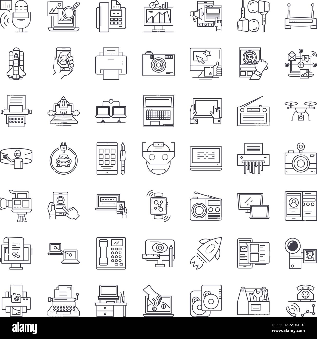 Hardware line icons, signs, symbols vector, linear illustration set ...