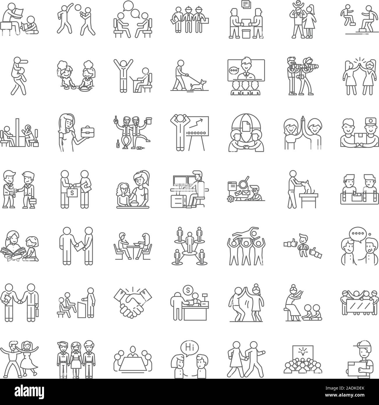 Helping people line icons, signs, symbols vector, linear illustration ...