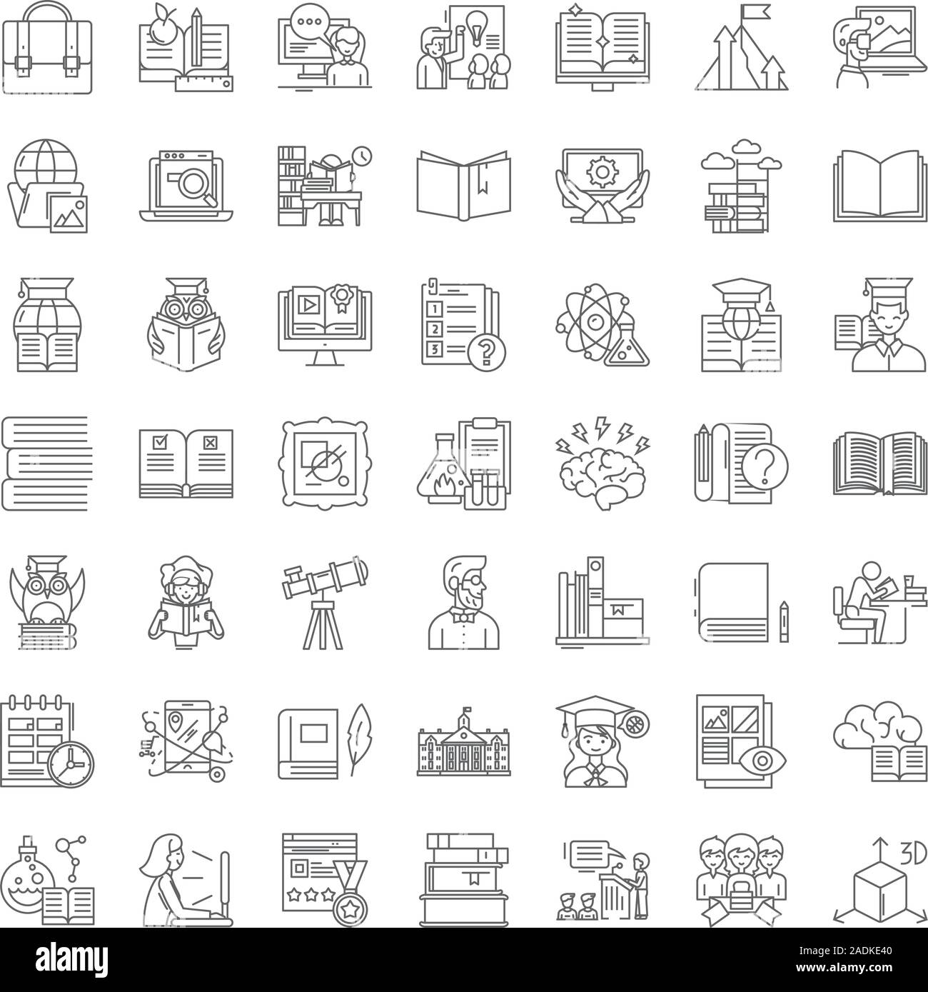 High school line icons, signs, symbols vector, linear illustration set ...