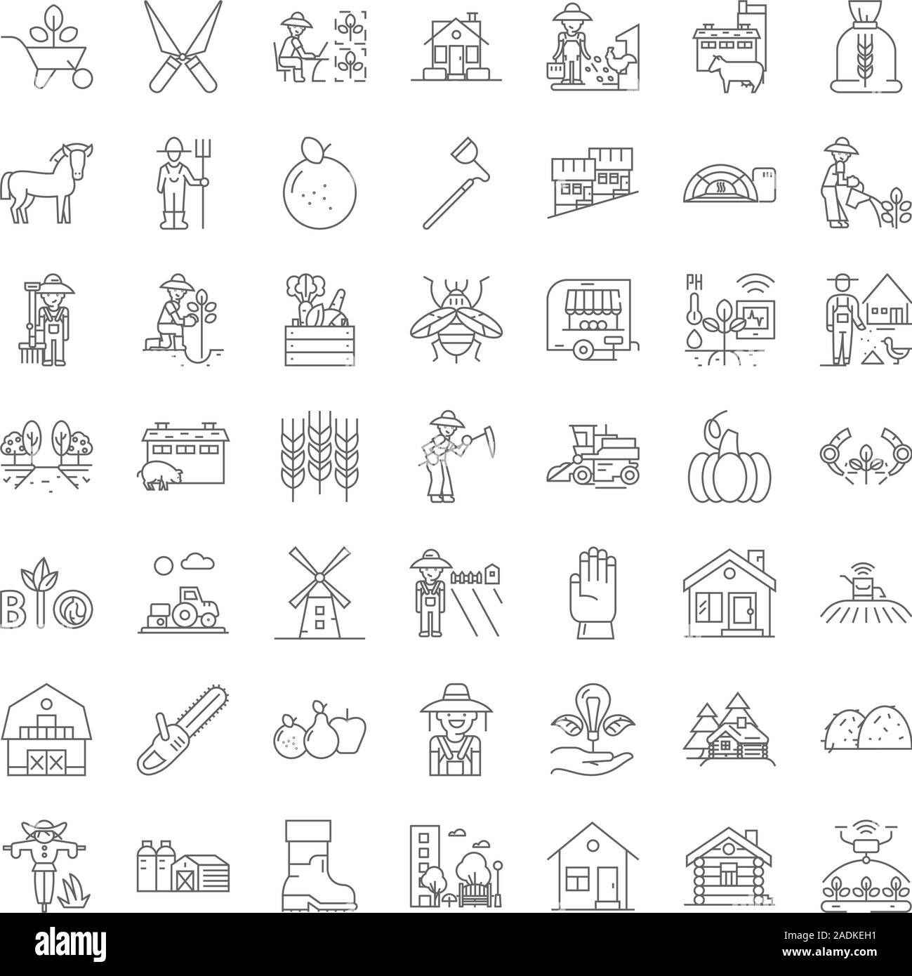 Horticulture and farming line icons, signs, symbols vector, linear ...
