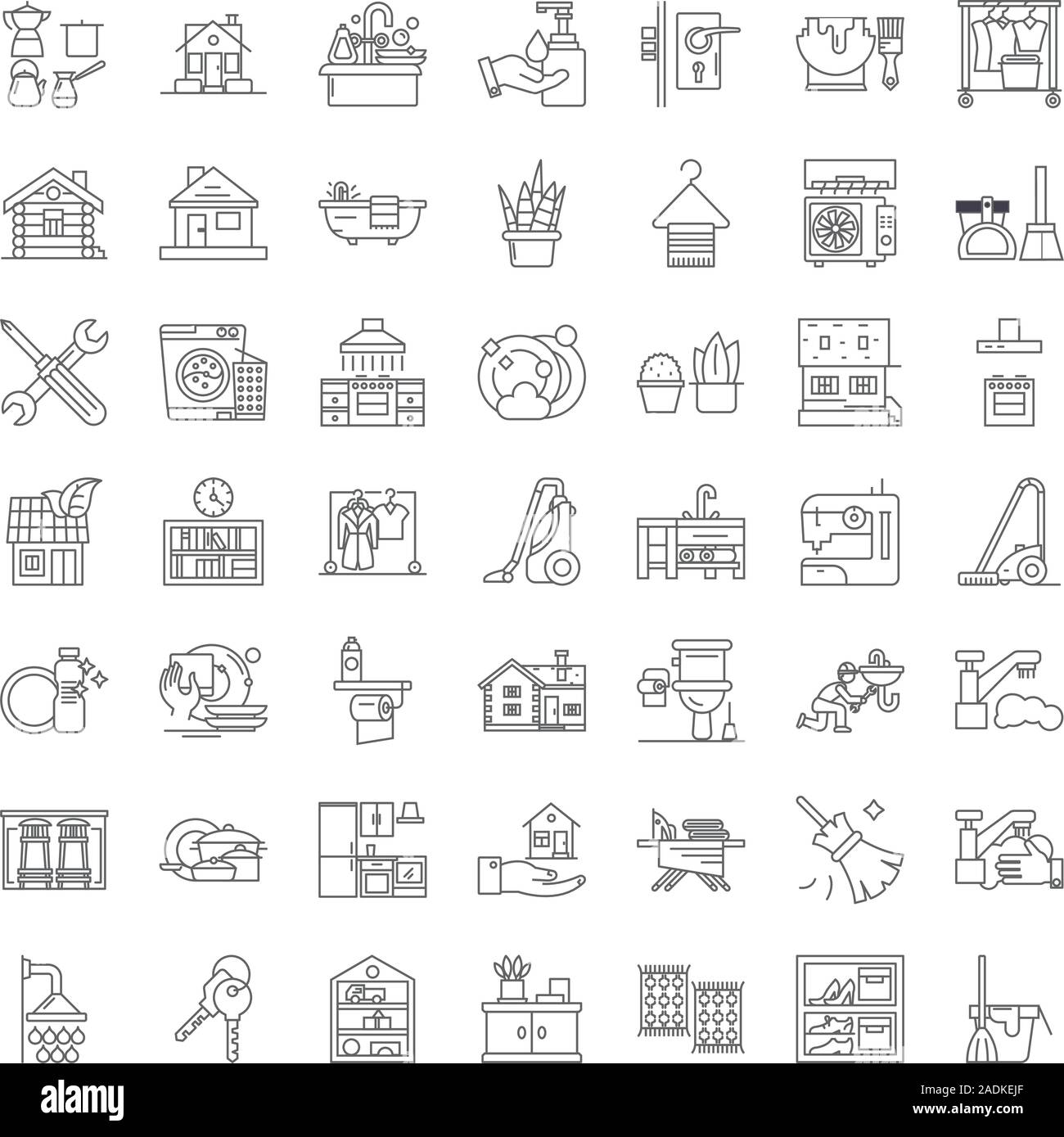 Household life line icons, signs, symbols vector, linear illustration ...