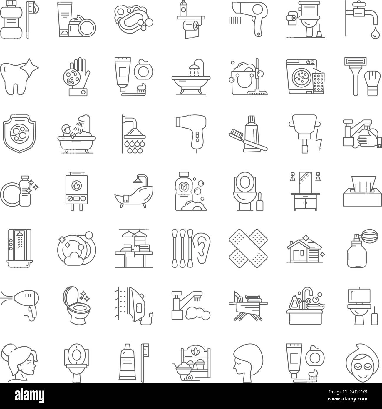 Hygiene line icons, signs, symbols vector, linear illustration set ...