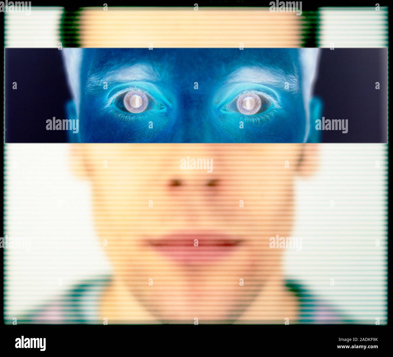 Sight. Man's face with his eyes highlighted as a negative image Stock ...